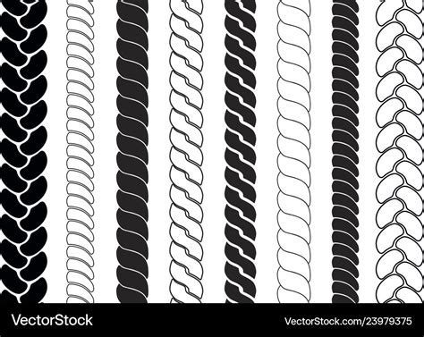 Ropes Pattern Brushes Braids And Plaits Set Vector Image