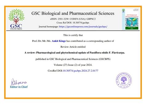 Review Article On Passiflora Edulis F Flavicarpa Ankit Kinge Posted