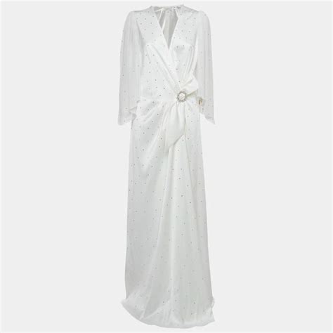 Jenny Packham Ivory White Satin Crystal Embellished Bridal Gown L Jenny