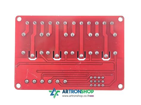 บอร์ดรีเลย์ 5v 4 ช่อง สีแดง มีรูยึดน๊อต เลือกโหมดการทำงานได้ Artronshop บอร์ดอิเล็กทรอนิกส์