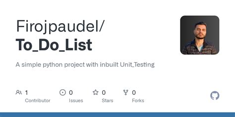Github Firojpaudel To Do List A Simple Python Project With Inbuilt Unit Testing