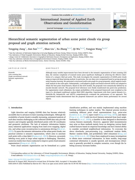 Pdf Hierarchical Semantic Segmentation Of Urban Scene Point Clouds Via Group Proposal And