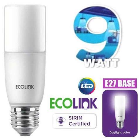 9w 11w Ecolink Led Stick Bulb E27 Screw Type Mentol Led 灯泡 Cool Daylight 6500k [sirim
