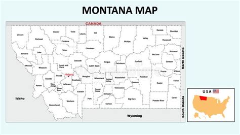 Montana Map Political Map Of Montana With Boundaries In White Color