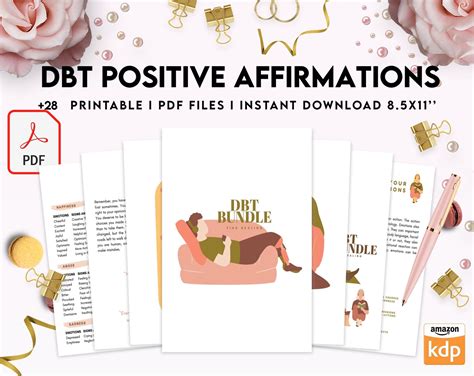 DBT Workbook Diary Card Cheat Sheet Positive Affirmations Dialectical Behavior Therapy PDF