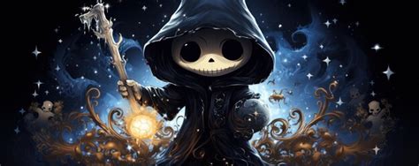 Premium Photo Cute Chibi Grim Reaper With A Magical Wand Casting Sparkles
