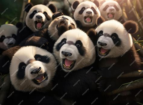 Premium Photo A Group Of Pandas