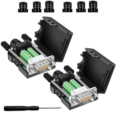 Getuscart Db9 Breakout Connector 2 Male Bifale Db9 Solderless Connector Rs232 D Sub Serial