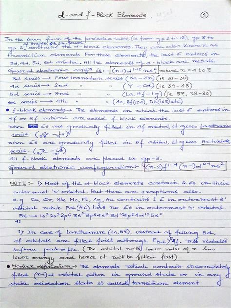 D Block Elements Pdf