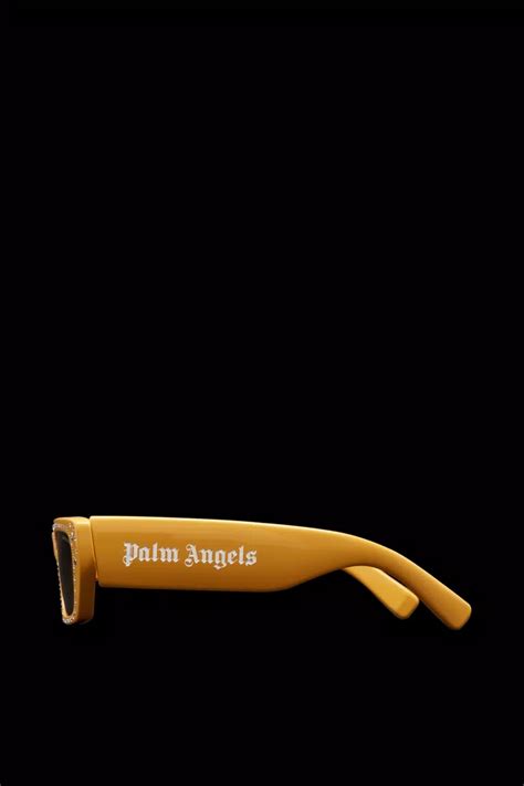 Lemon Yellow Crystal Encrusted Rectangular Sunglasses Moncler X Palm