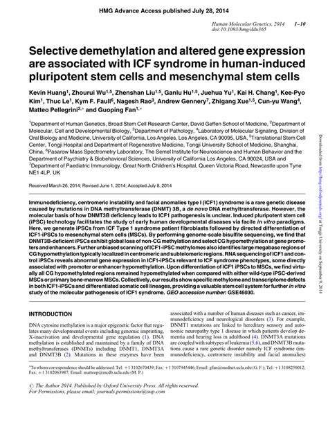 Pdf Selective Demethylation And Altered Gene Expression Are
