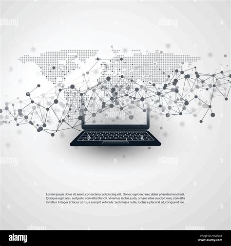 Abstract Cloud Computing And Global Network Connections Concept Design With Laptop Computer