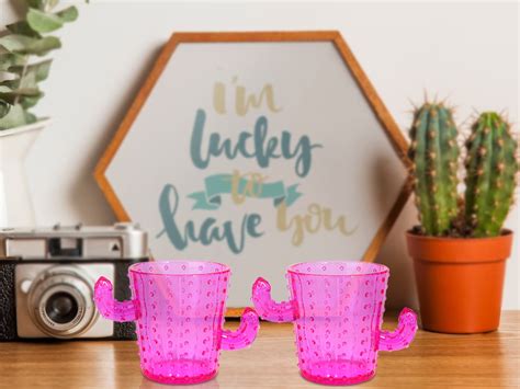 Zzyfgh Plastic Cactus Shot Glassesset Of 12 2 Oz Pink