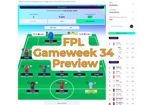 Fpl Gameweek 34 Preview Double Gameweek Special Full90 Fpl
