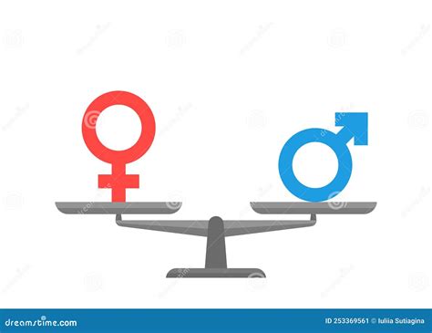 Equality Of Sex On Weight Scale Comparison Man And Woman In Equal Relation Libra With Gender