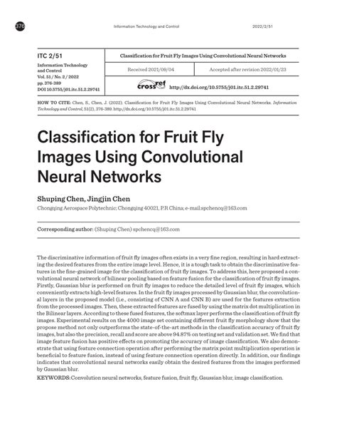 PDF Classification For Fruit Fly Images Using Convolutional Neural Networks