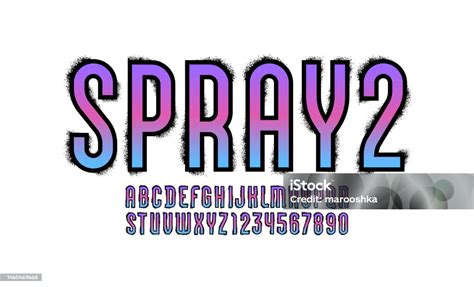 스프레이 낙서 글꼴 그런 지 컬러 알파벳 거리 예술 문자 및 숫자 벡터 일러스트 레이 션 10eps 거친에 대한 스톡 벡터 아트 및 기타 이미지 Istock