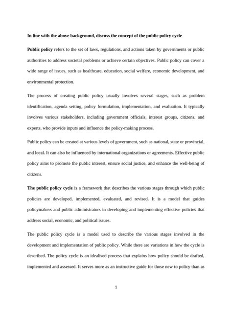 Concept Of The Public Policy Cycle Vicky Pdf