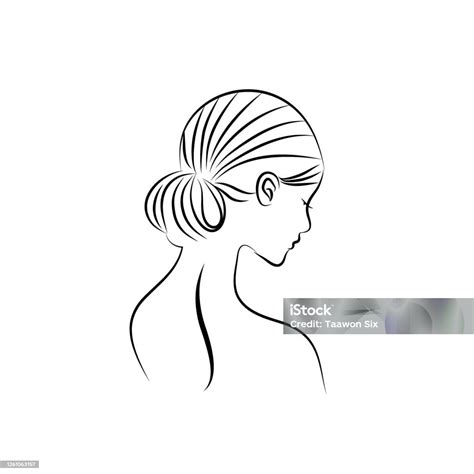 여성 초상화 실루엣이 있는 벡터 기호와 로고 디자인 아이디어 스파 웰니스 뷰티 살롱 및 헤어 스튜디오를 위한 우아하고 고급스러움