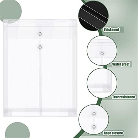 A4 Size Clear Plastic Envelopes With String Closure Expandable Files Document Folder File Bag