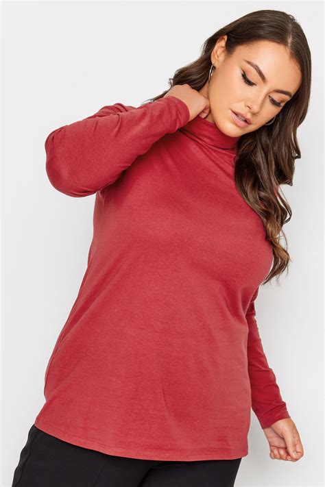 Yours Plus Size Red Long Sleeve Turtle Neck Top Yours Clothing