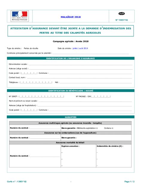 Remplissable En Ligne Attestation Assurance Cerfa 13951 02 Fax Email Imprimer Pdffiller