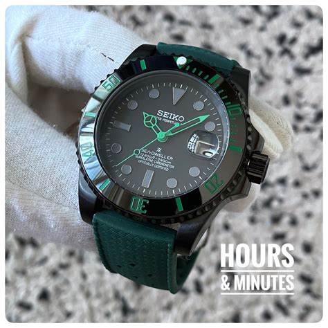 Seadweller Black Automatic Watch Seiko Mod Submariner Mens Fashion