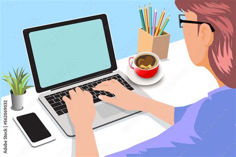 Female Hands Typing Text On The Laptop Keyboard And Using Social