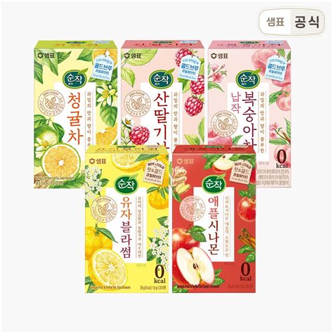 순작 순작 과일허브티 5종 세트 애플시나몬 유자블라썸 납작복숭아차 청귤차 산딸기차 [원산지 상세설명에 표시] 위시버킷