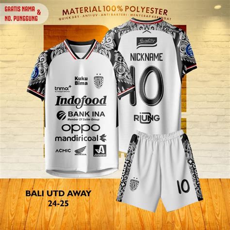 Jual Jersey Baju Bola BALI UNITED AWAY SUPORTER Gratis Name Set No Punggung Shopee