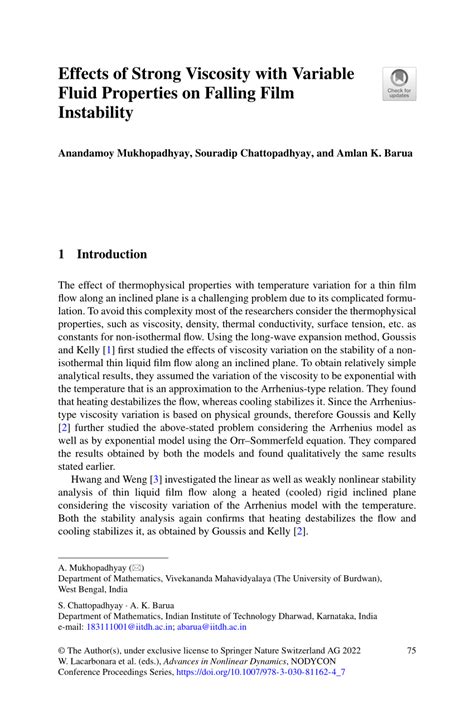 Pdf Effects Of Strong Viscosity With Variable Fluid Properties On