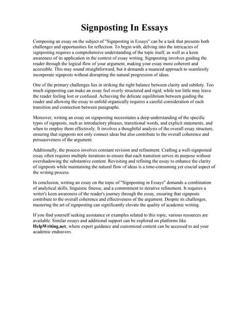 Signposting In Essays Pdf