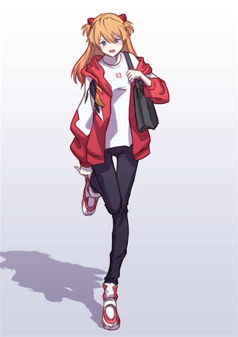 Ka Ki O Souryuu Asuka Langley Neon Genesis Evangelion Highres 1girl Alternate Costume Blue