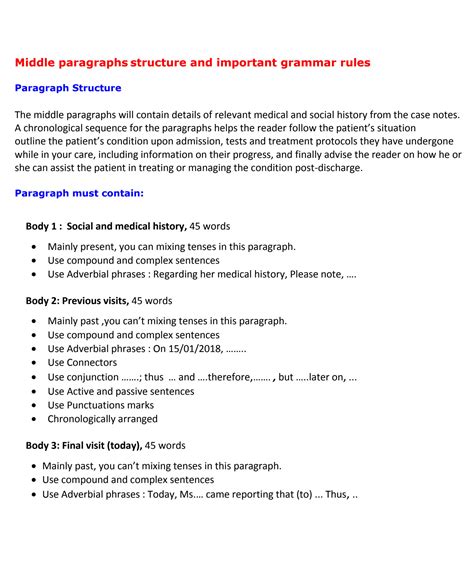 Solution Oet Writing Grammar Paragraphs Structure Studypool