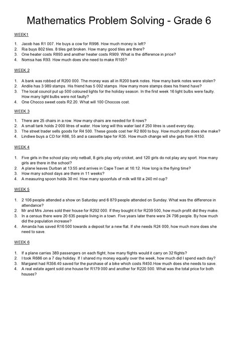 Maths Problem Solving Questions For Grade 6 Write Me A Essay