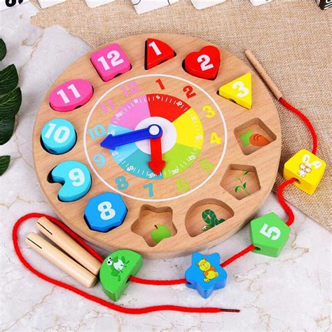 Learning Education Toys Big Wooden Clock Toys Inte Vicedeal