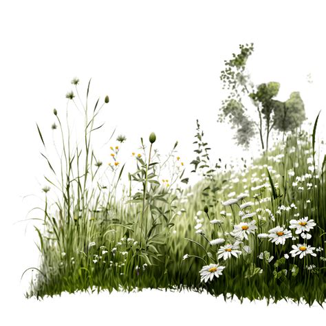 Grass Meadow Floral Illustration Grass Floral Illustration Png