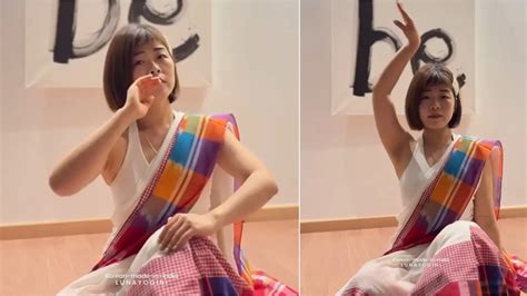 Korean Woman In Saree Dances To Aaj Jaane Ki Zid Na Karo Video Goes Viral Watch Republic World