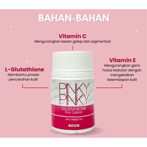 Kak Ell Pinky Pinky Glutathione Plus Whitening Booster 30 Kapsul Shopee Malaysia