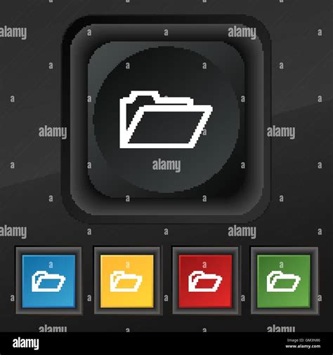 Folder Icon Symbol Set Of Five Colorful Stylish Buttons On Black