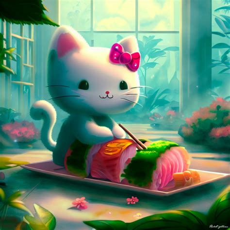 Hello Kitty Eats Sushi In Greenhouse By Xrebelyellx On Deviantart