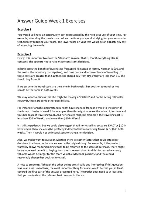 Week 1 Exercises Answer Guide 1 Answer Guide Week 1 Exercises