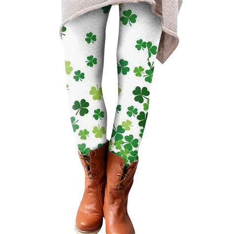 Biziza 2025 St Patricks Day Leggings For Women Cotton Green Shamrock