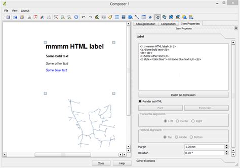 qgis qqis composer using bold and normal text styling in a label at