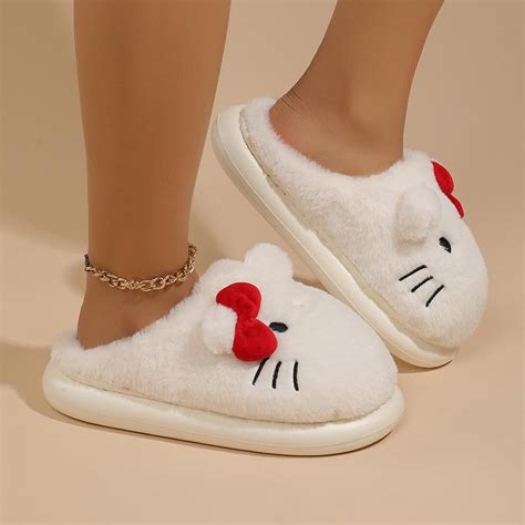 ᐉ Тапочки женские домашние Хелоу Кити утепленные с закрытым носком р 35 22 5 см 10302