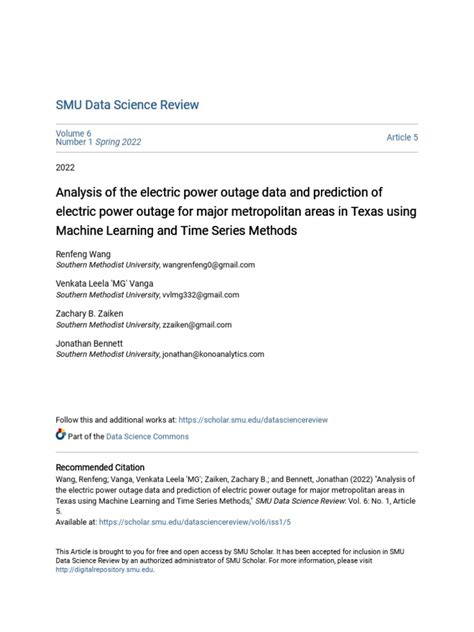Power Outage Prediction For Dfw And Houston Using Ml And Time Series Pdf