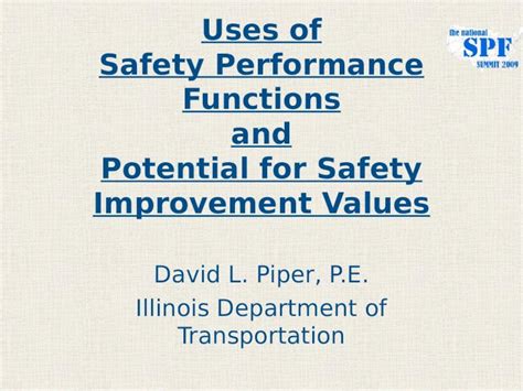 ppt uses of safety performance functions and potential for safety