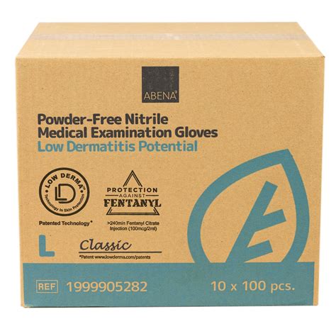 Abena Nitrile Exam Gloves Large Latex Free Powder Free Textured Tips