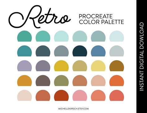 Retro Procreate Color Palette 30 Trendy Retro Inspired Colors Made For Procreate Ipad Apple
