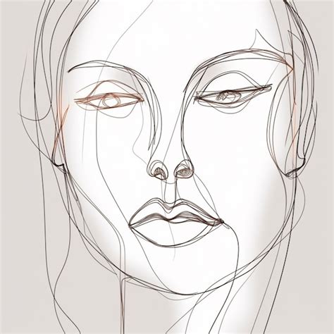 Premium Photo Line Drawing Woman Face Contour Continuous Line Art